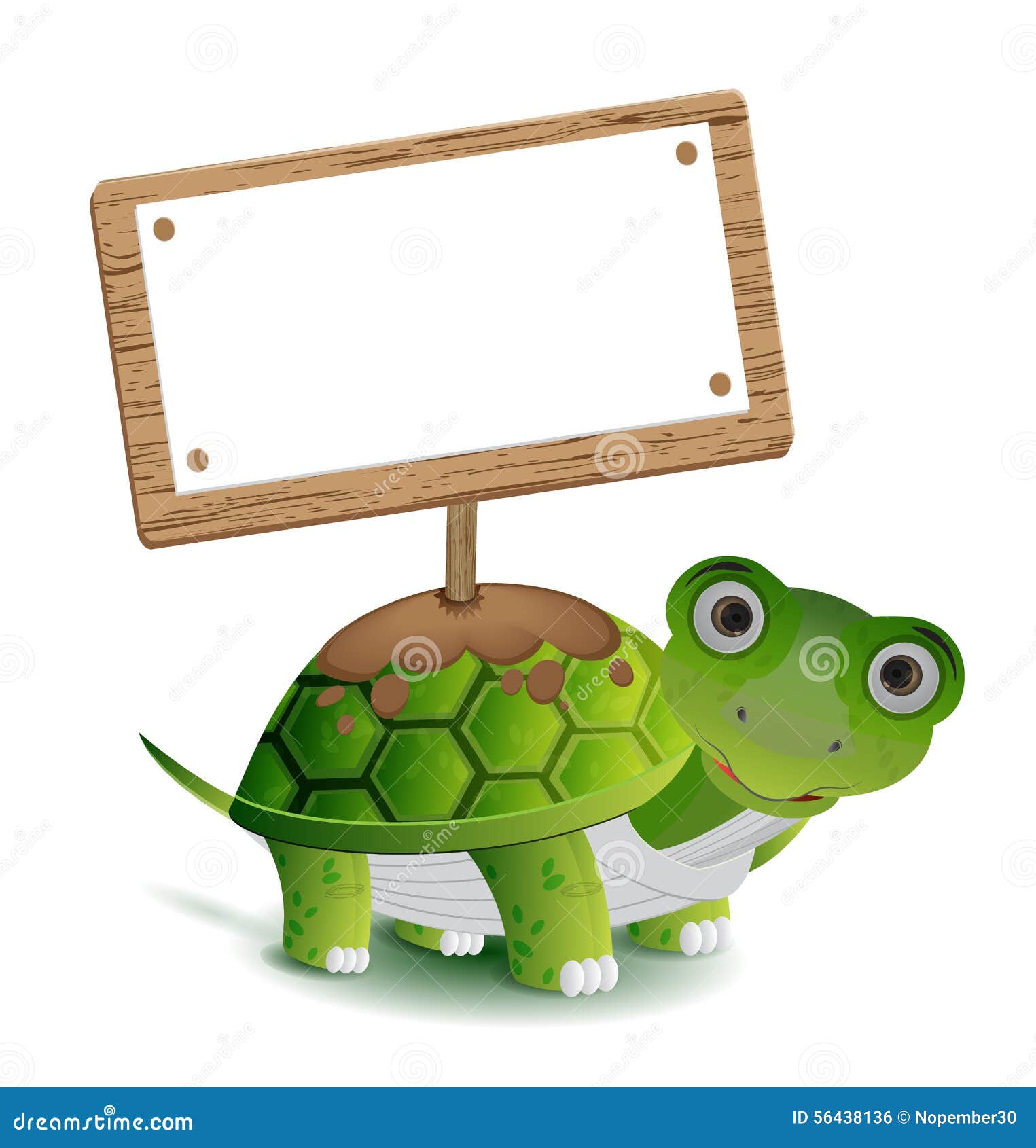 Turtle and text board stock vector. Illustration of cartoon - 56438136