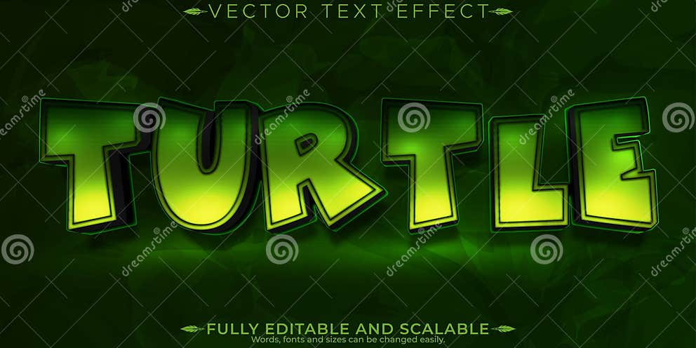 Turtle Text Effect, Editable Cartoon and Hero Text Style Stock Vector ...