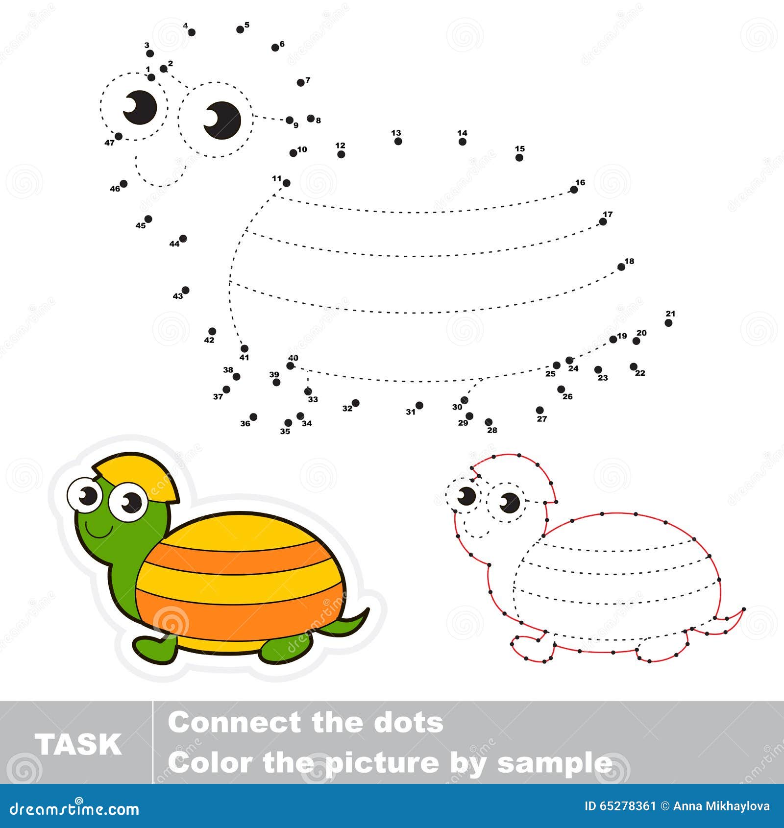 Turtle To Be Traced. Vector Numbers Game. Stock Vector - Illustration ...