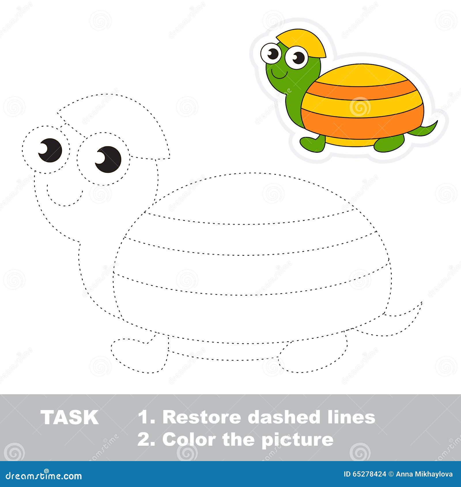 Turtle To Be Traced. Vector Trace Game. Stock Vector - Illustration of ...