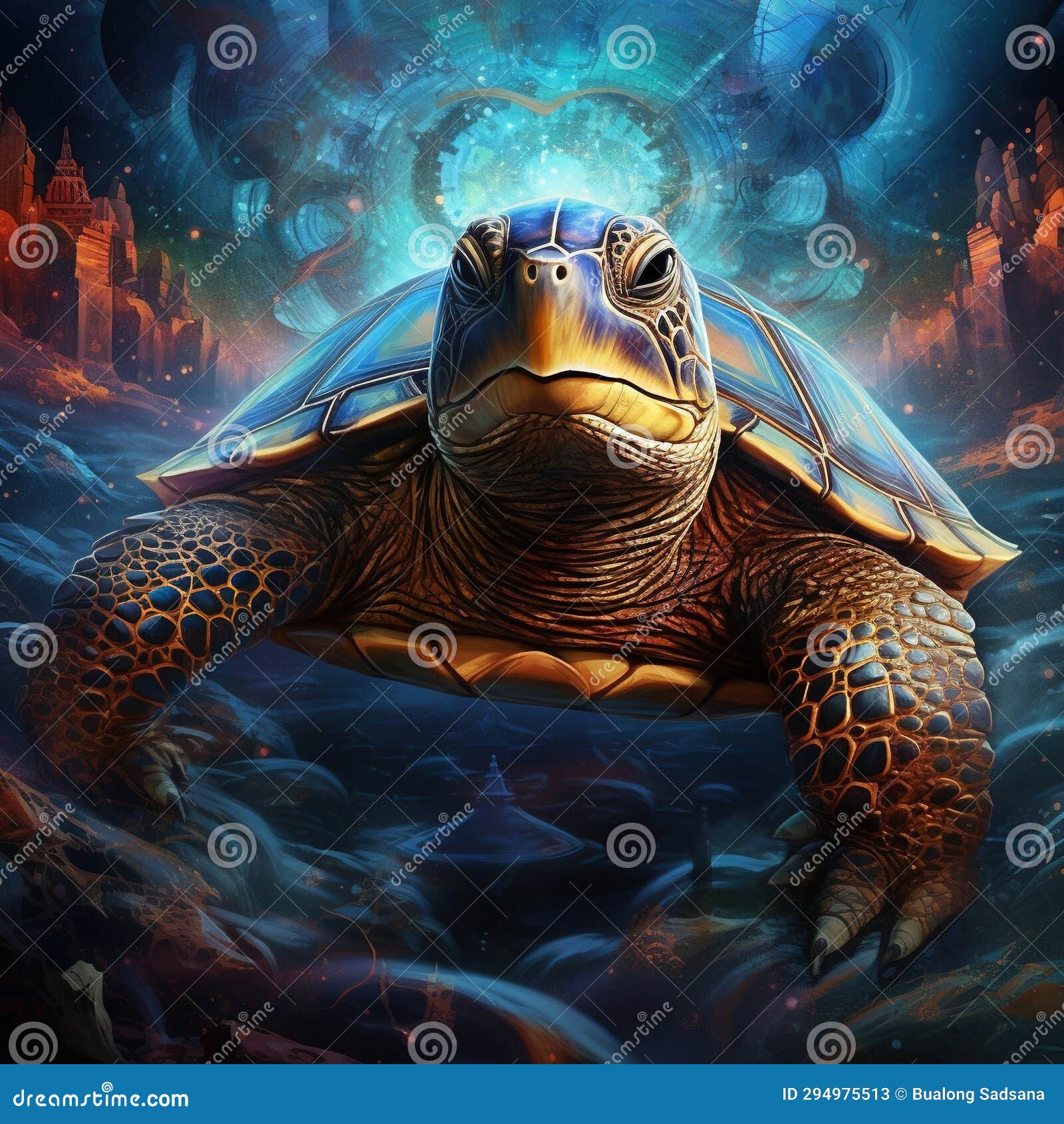 Turtle Top View Made with Generative AI Illustration Stock Illustration ...