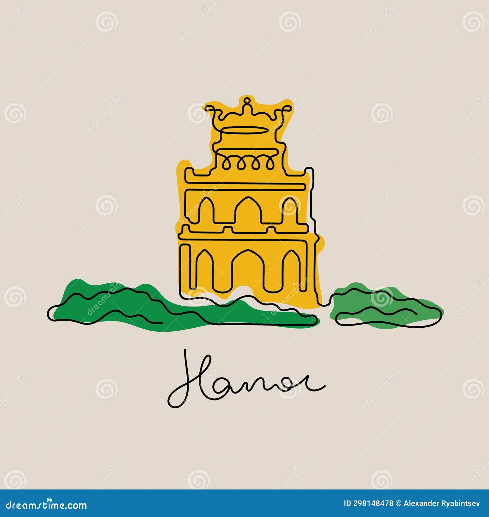 Turtle Tower, Hanoi, Vietnam Vector Illustration Stock Vector ...