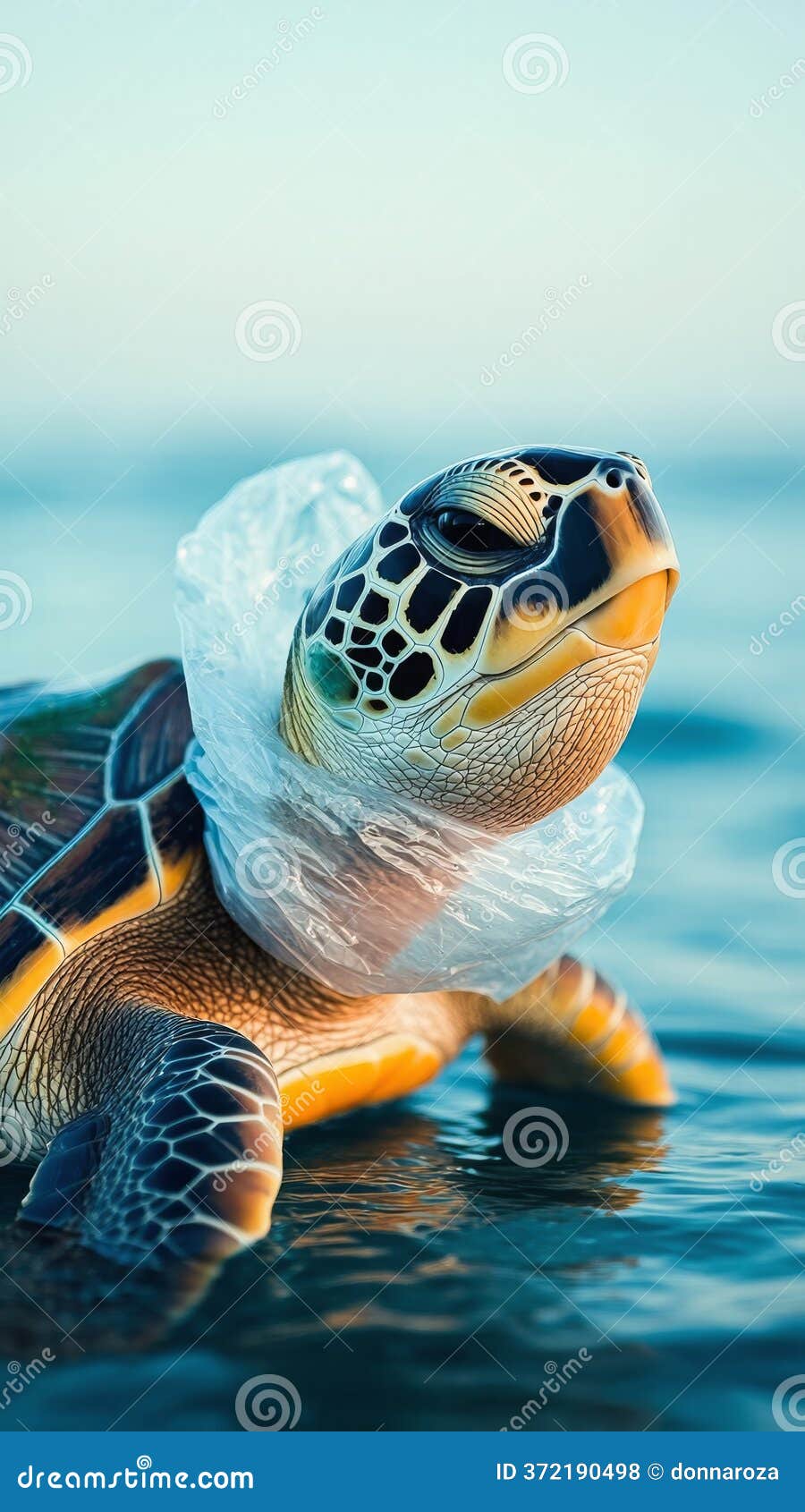 Trapped By Pollution: Sea Turtle Caught In Fishing Net Mesh In The ...