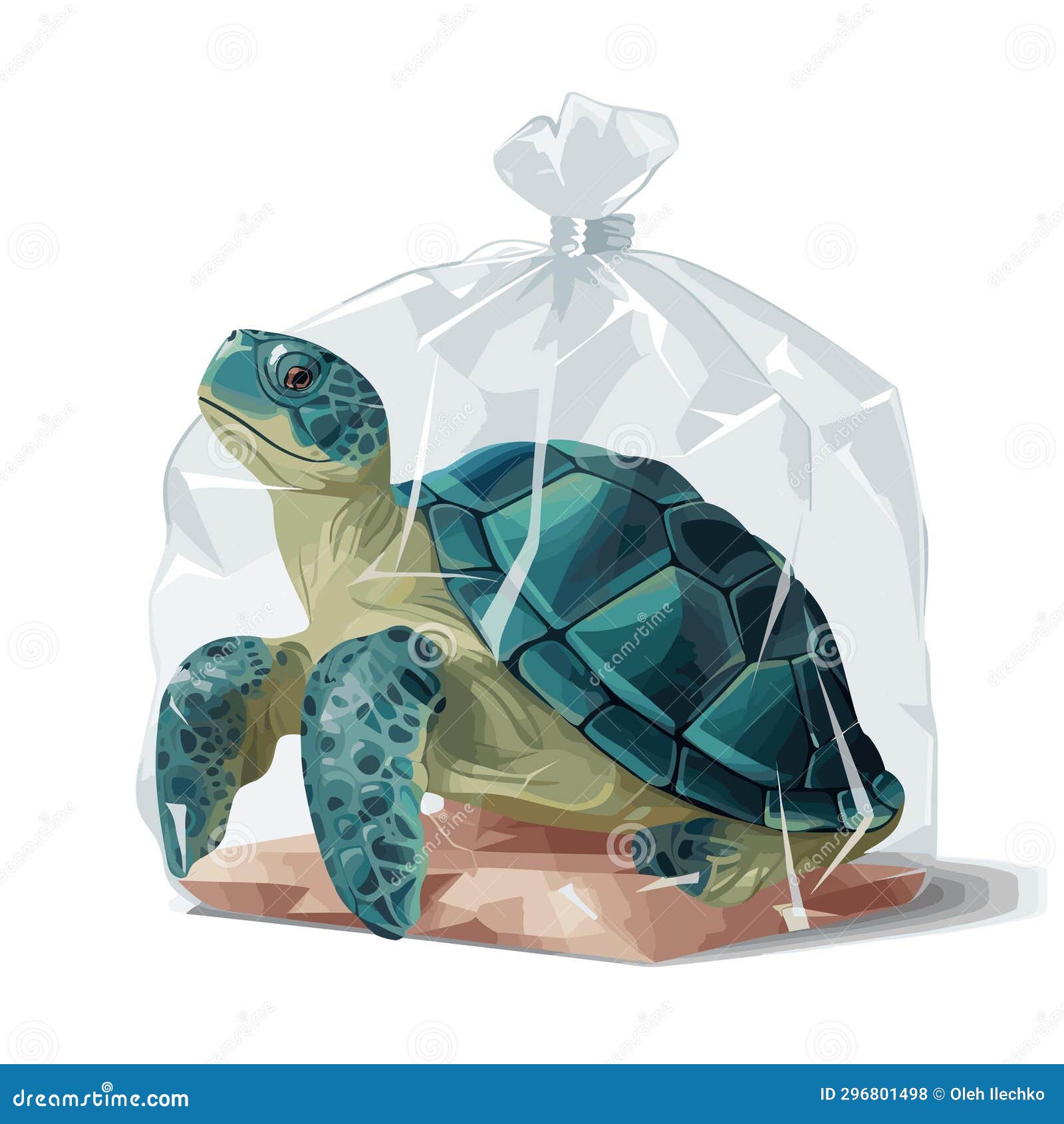 Turtle Trapped in Plastic Vector Flat Isolated Illustration Stock ...