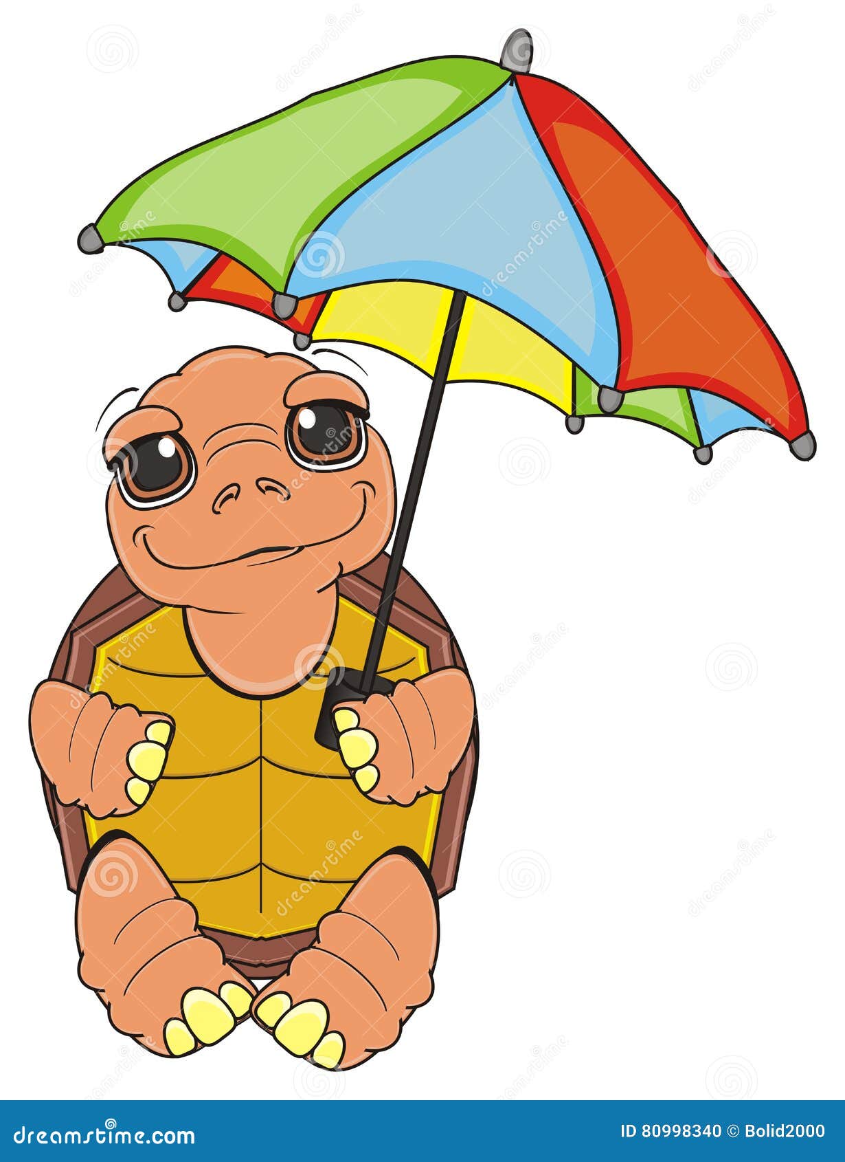 Turtle with umbrella stock illustration. Illustration of brown - 80998340