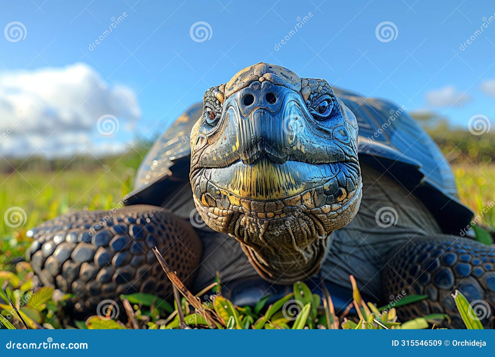 A Turtle Up-close in Green Grass Stock Image - Image of giant, ground ...