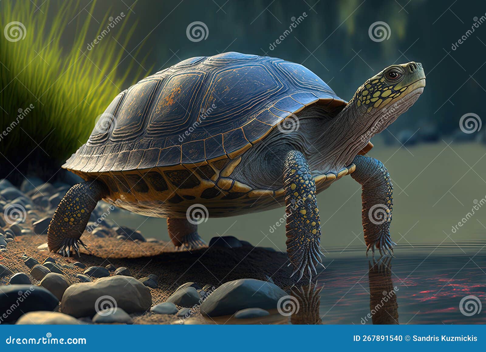 A Turtle Walking Slowly. Generative AI Stock Illustration ...