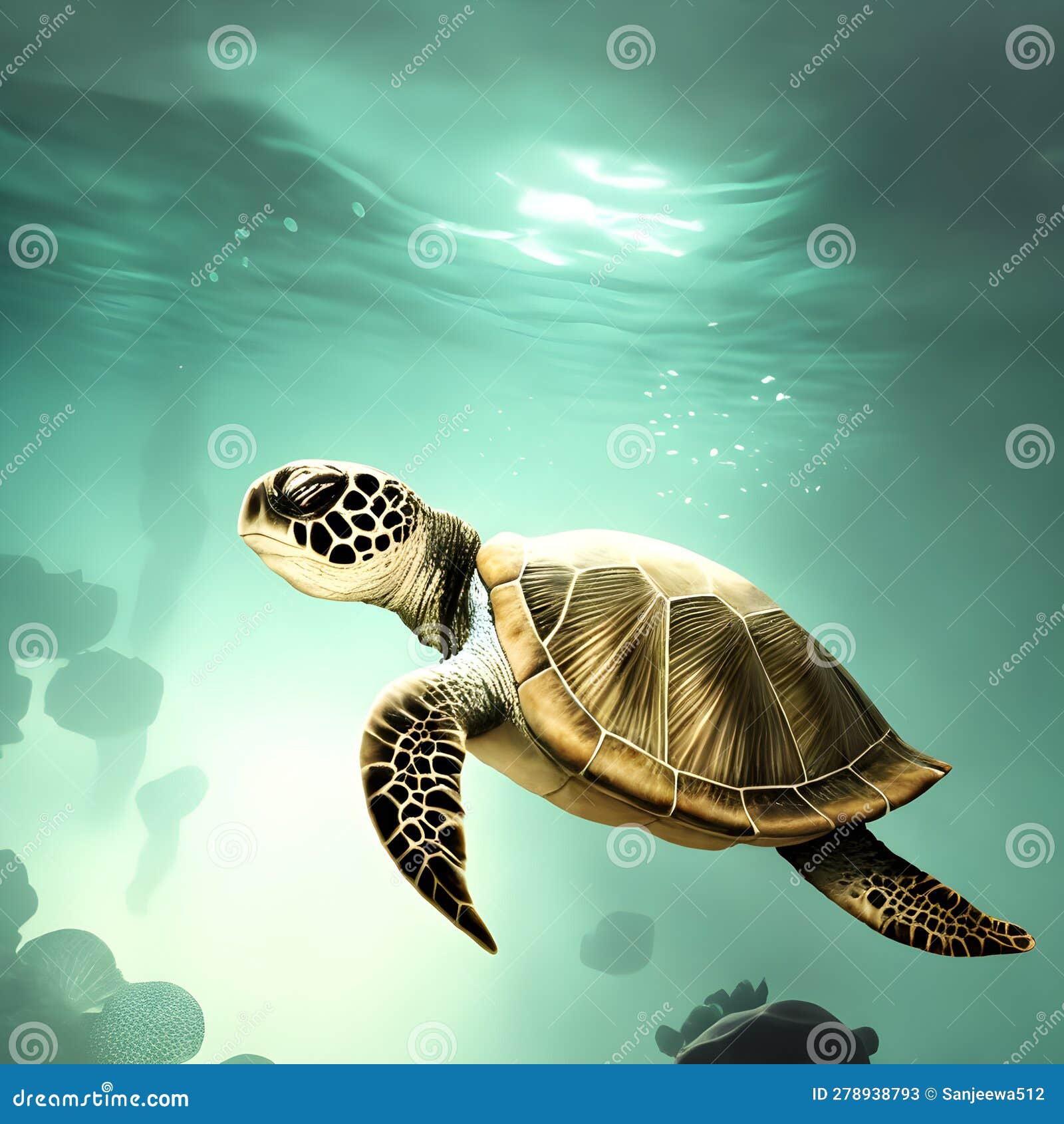 Turtle with water art stock illustration. Illustration of water - 278938793