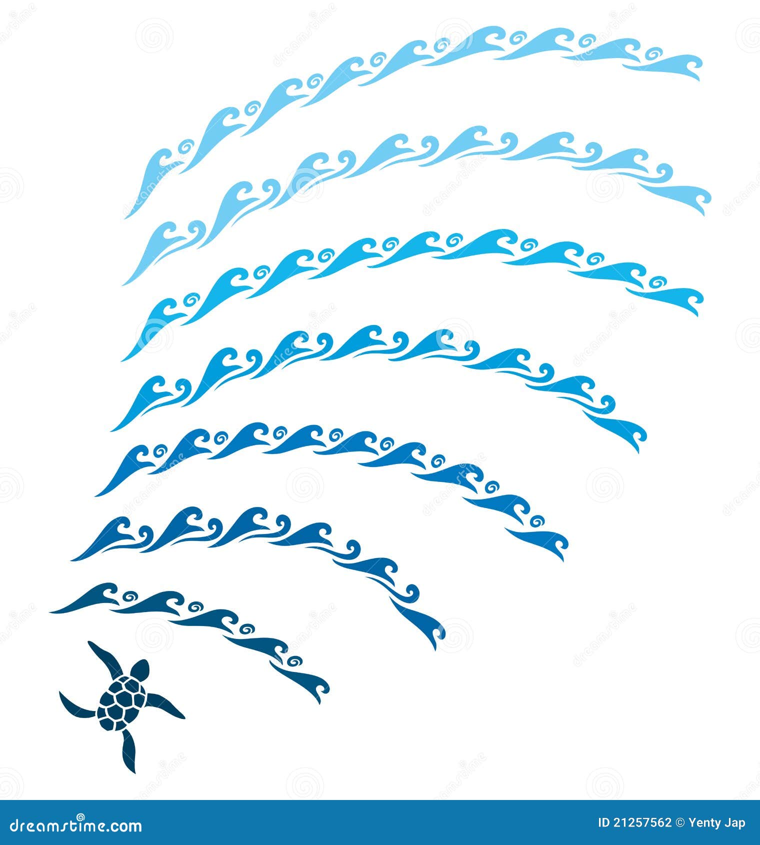 Turtle Wave stock vector. Illustration of animal, wave - 21257562
