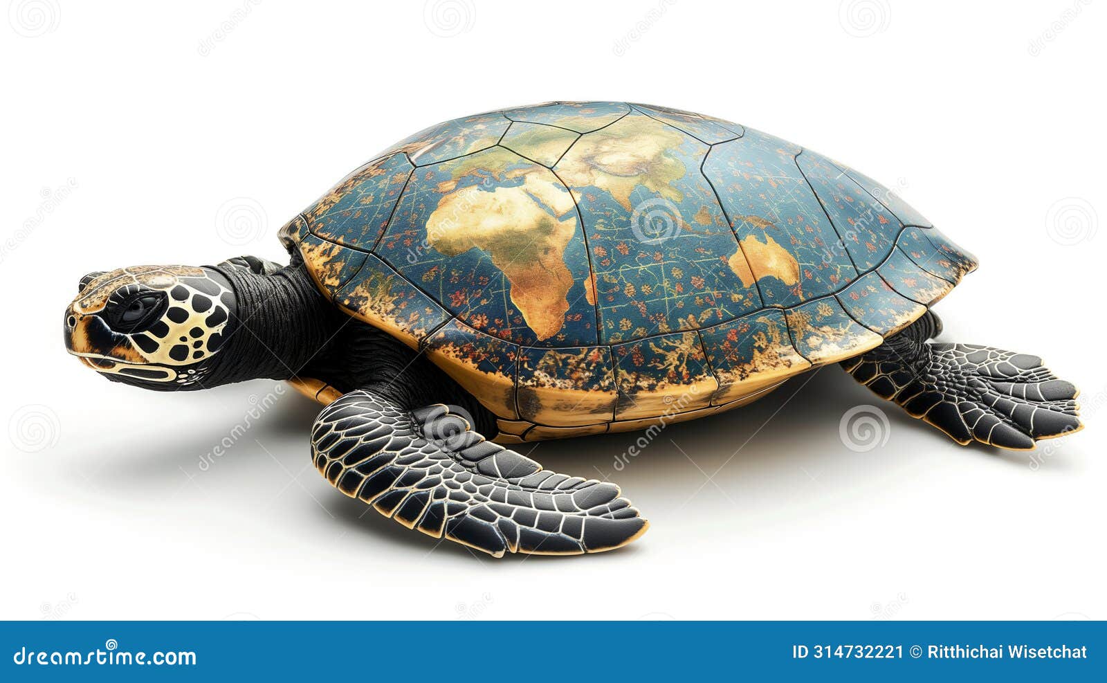 A Turtle with the World Map Painted on Its Shell, a Conceptual Piece ...