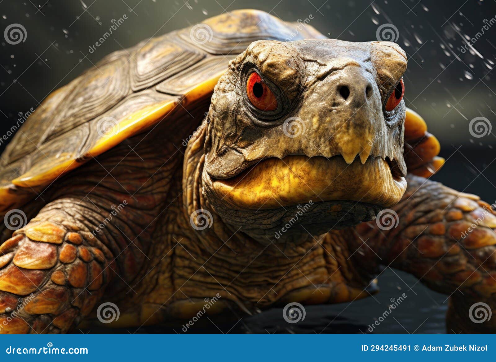A Turtle with a Yellow Shell Stock Illustration - Illustration of ...