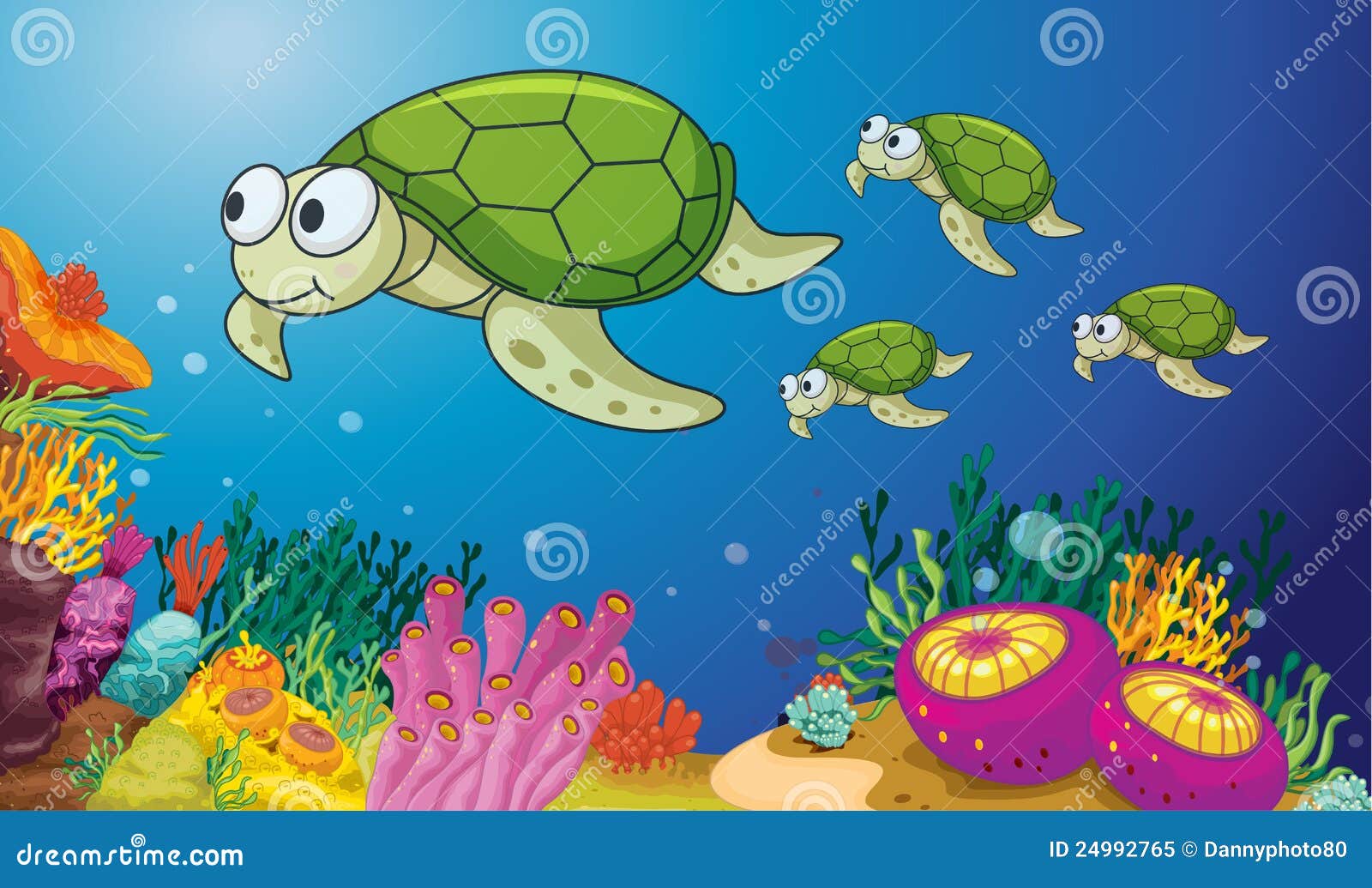 Turtles stock vector. Illustration of family, cartoon - 24992765