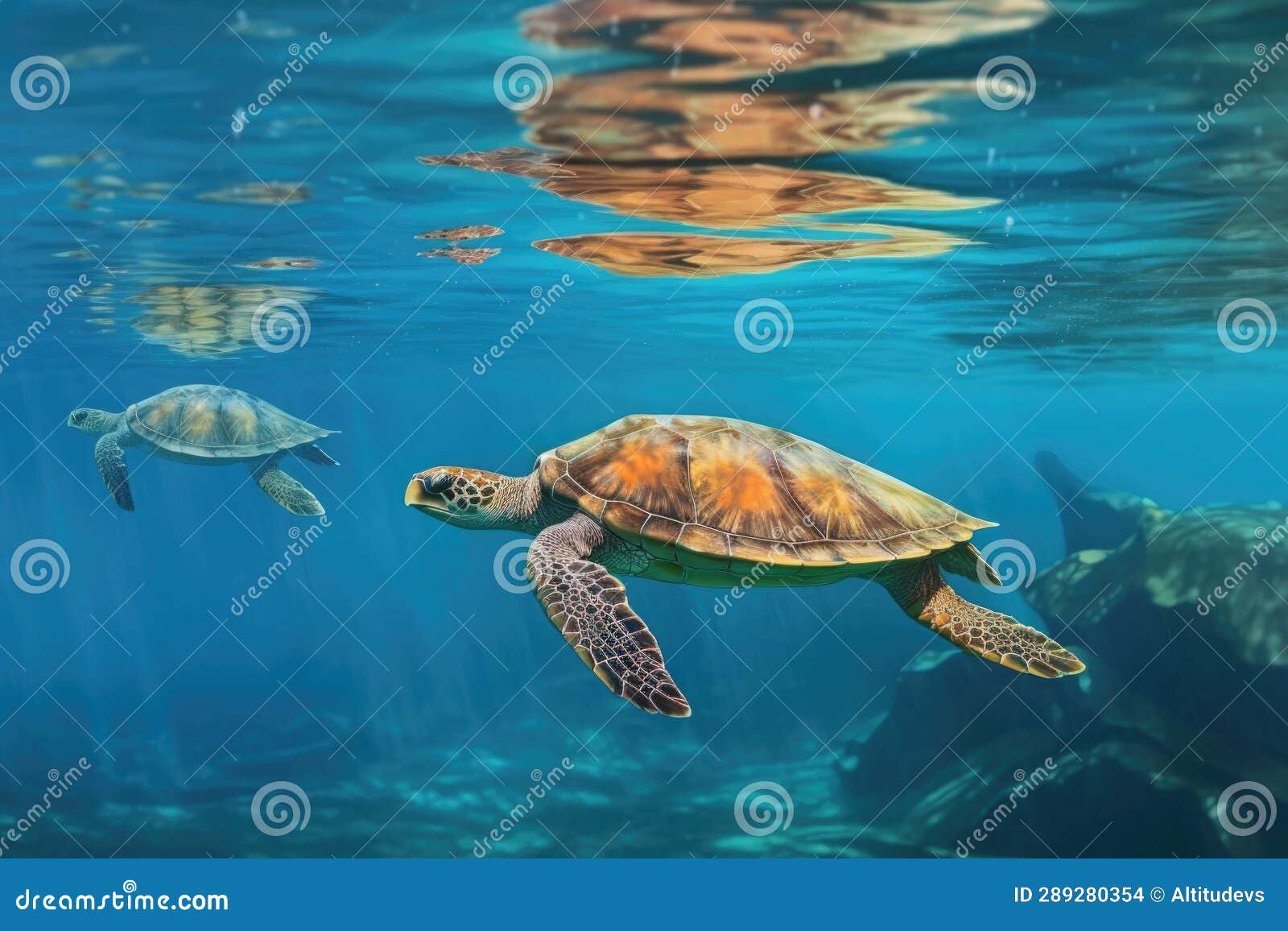 Turtles Lure Floating on Water Surface Stock Photo - Image of lake ...