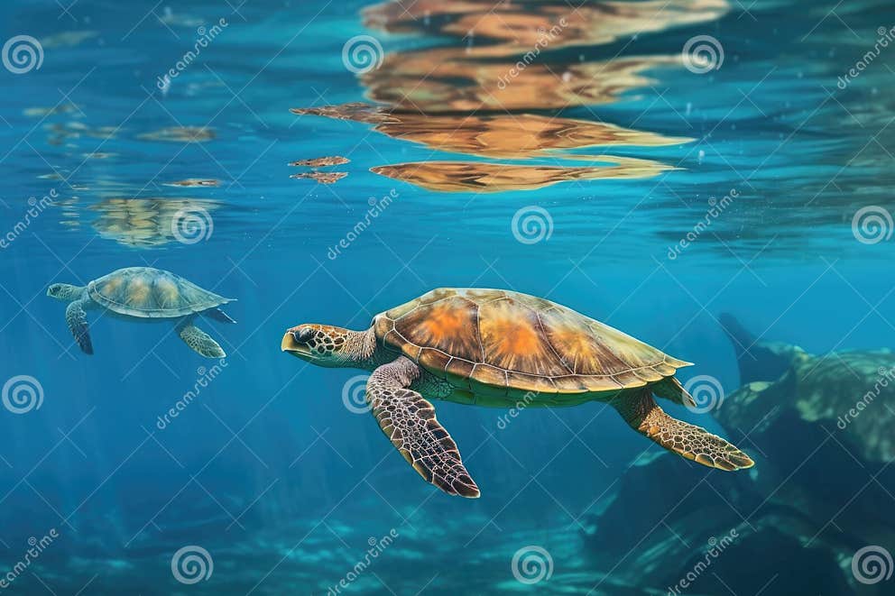 Turtles Lure Floating on Water Surface Stock Photo - Image of lake ...