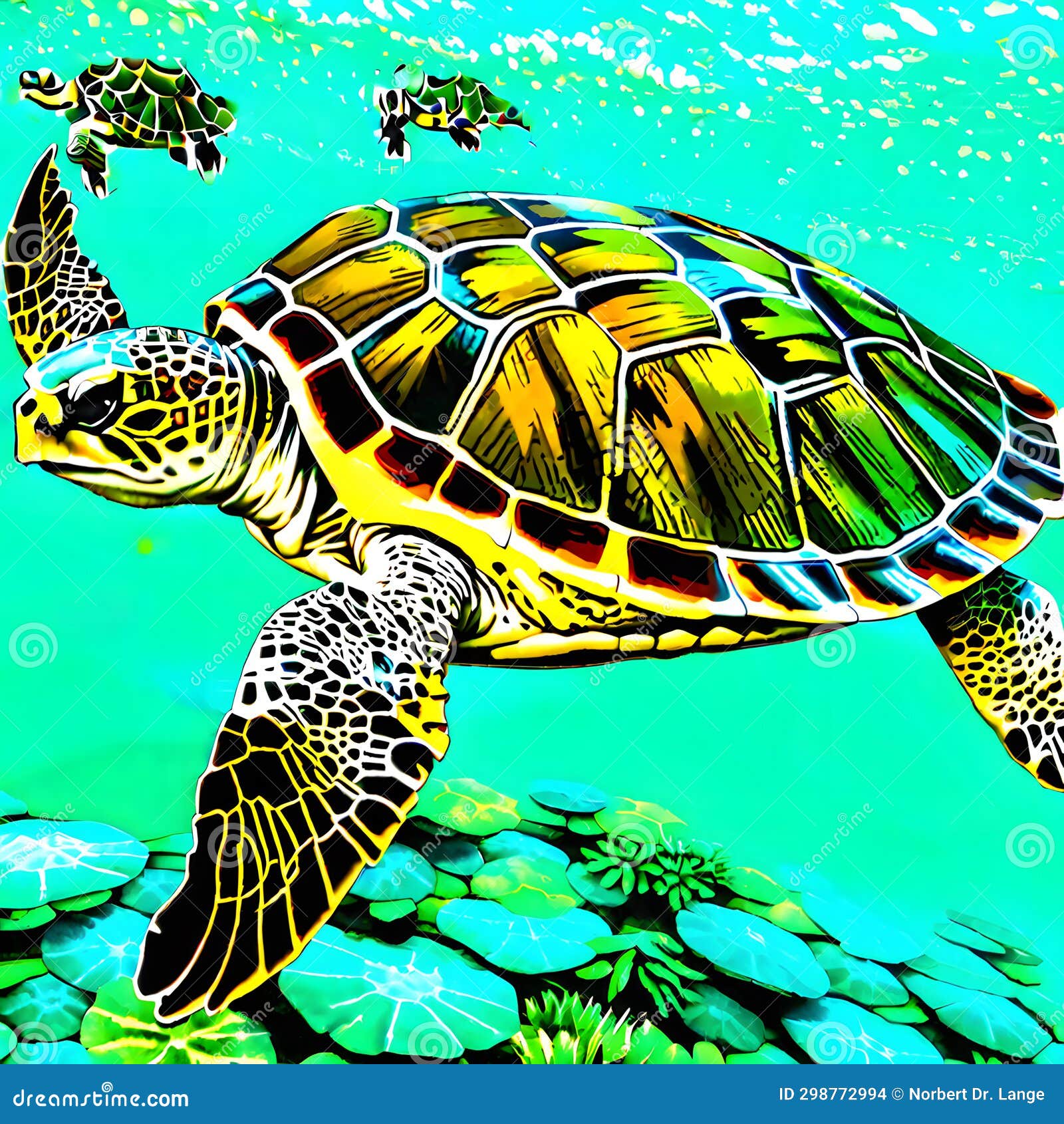 Turtles with Shells, AI-generatet Stock Illustration - Illustration of ...