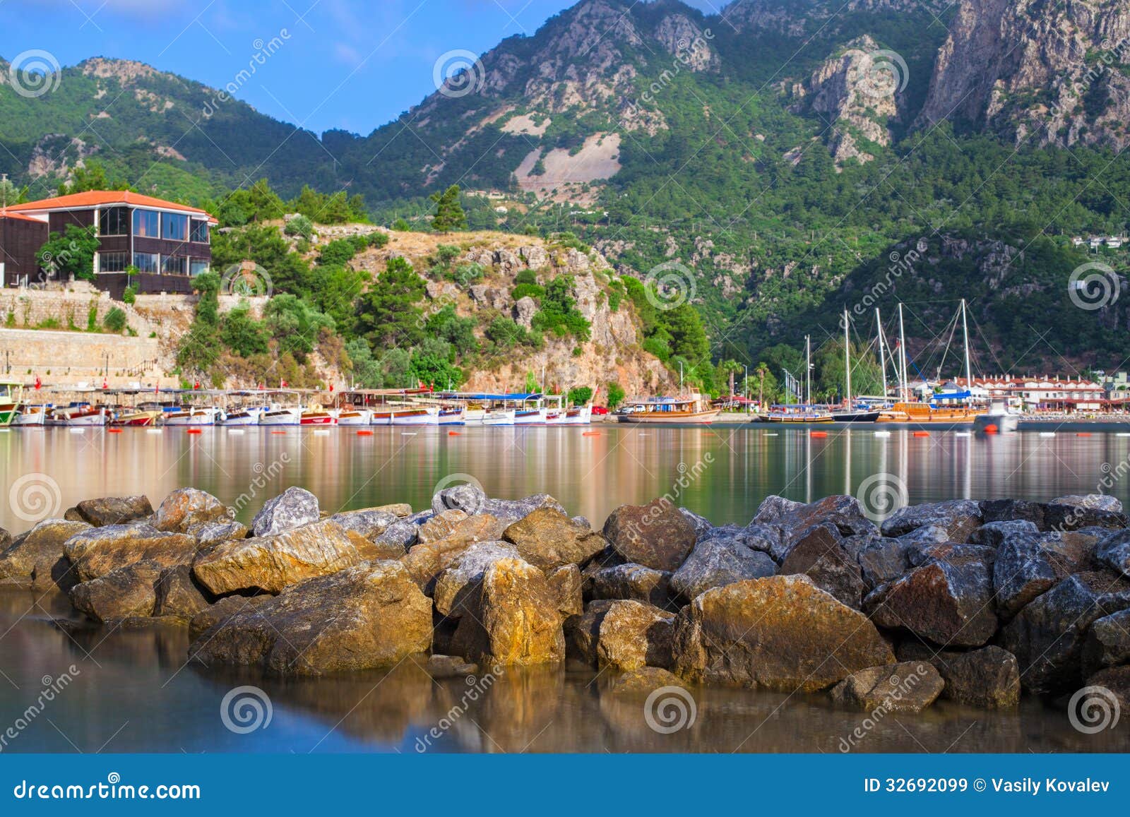 Turunc sea bay view stock image. Image of blue, summer - 32692099