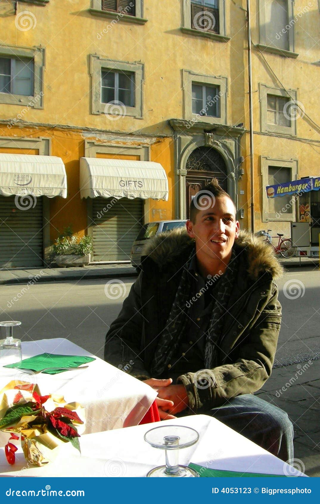 Tuscan cafe man Italy stock image. Image of cityscape - 4053123