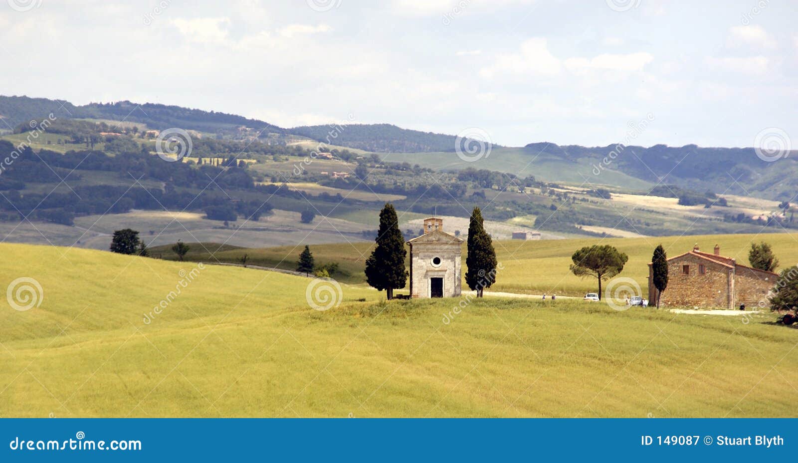 Tuscan Church stock image. Image of pine, cypress, pastoral - 149087