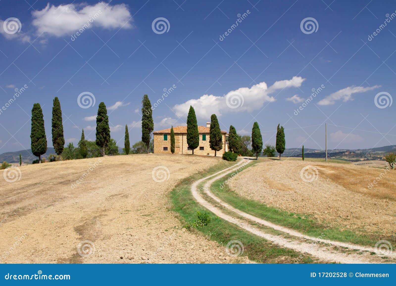 Tuscan Farm House stock photo. Image of italy, blue, farmhouse - 17202528