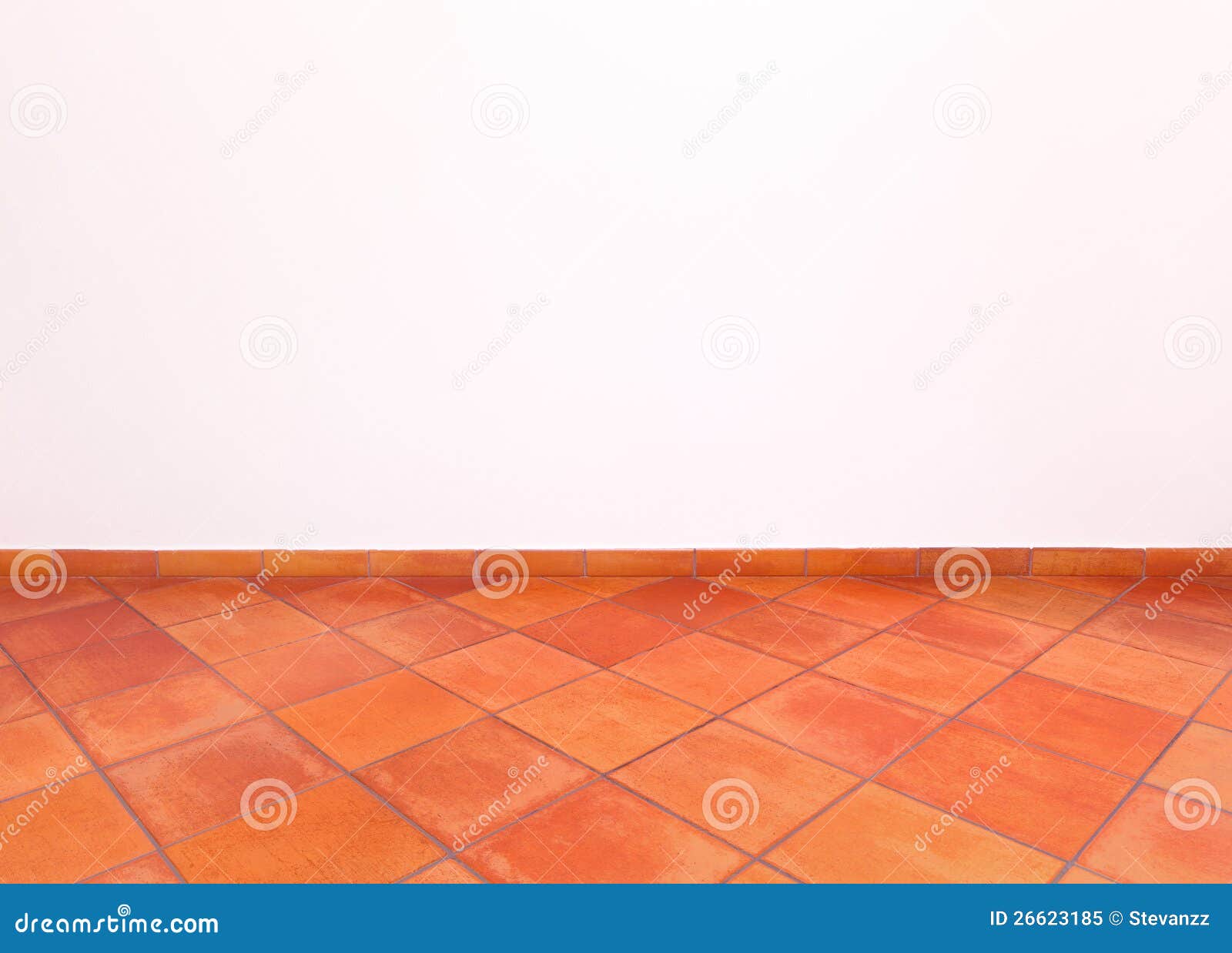 Tuscan Old Grunge Floor, Red Tiles and Wall. Stock Image - Image of ...