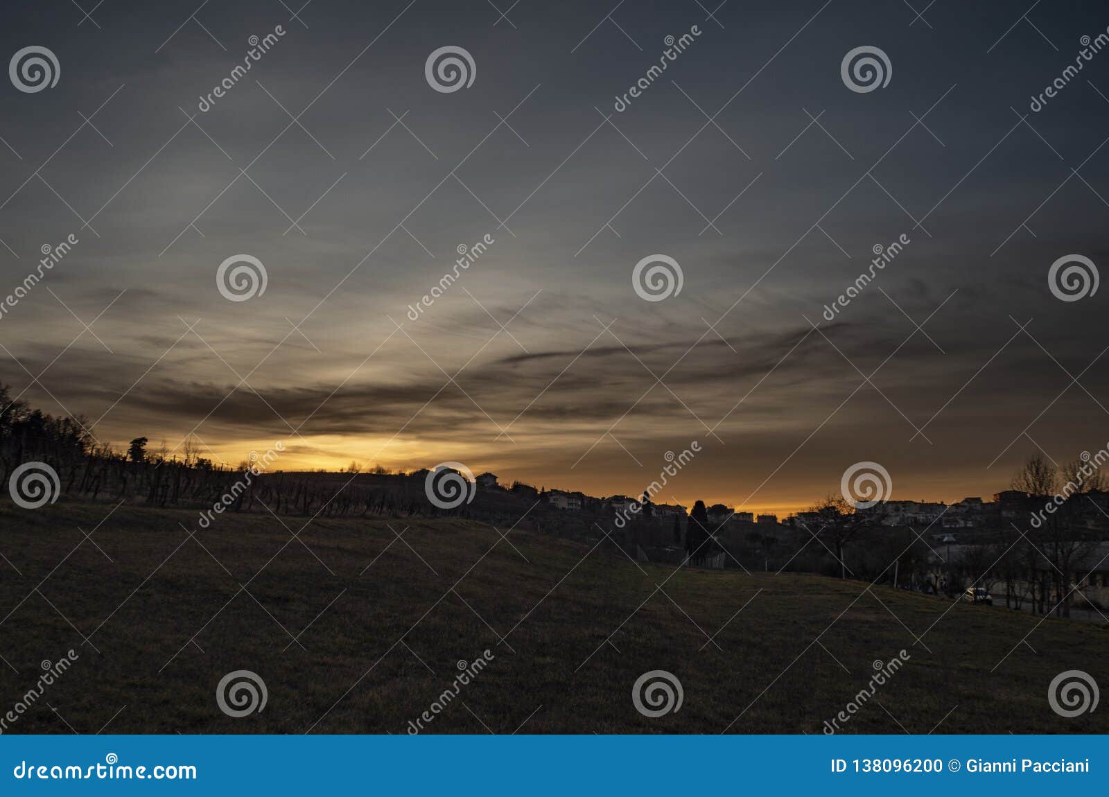 Tuscan sunset in winter stock photo. Image of winter - 138096200