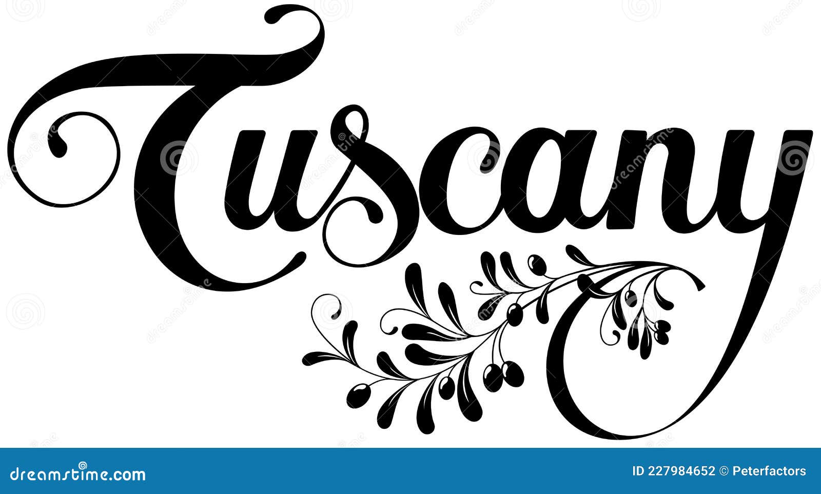 Tuscany - Custom Calligraphy Text Stock Vector - Illustration of ...
