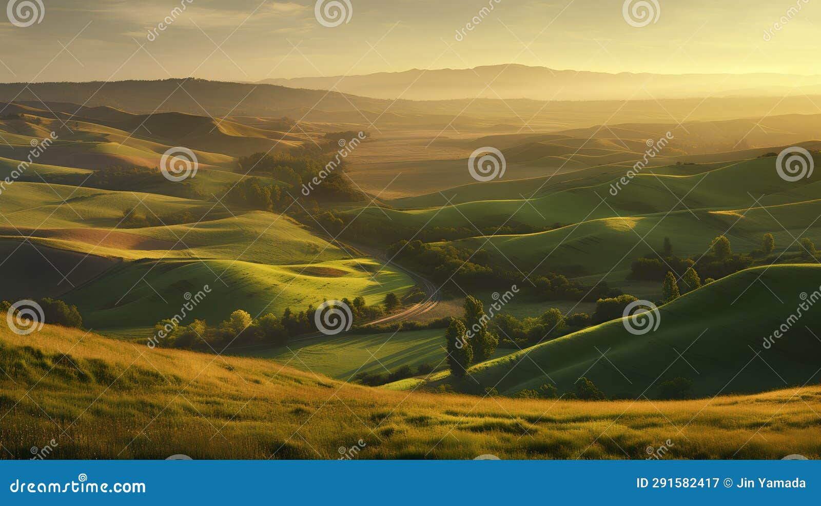 Tuscany Hills Landscape at Sunset. Italy Stock Illustration ...