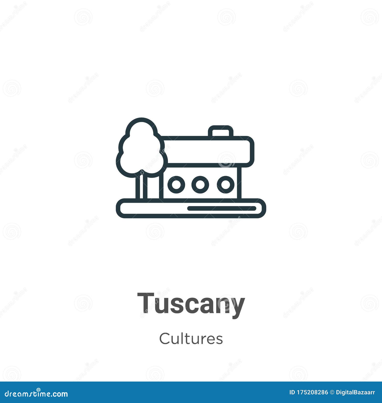 Tuscany Outline Vector Icon. Thin Line Black Tuscany Icon, Flat Vector ...