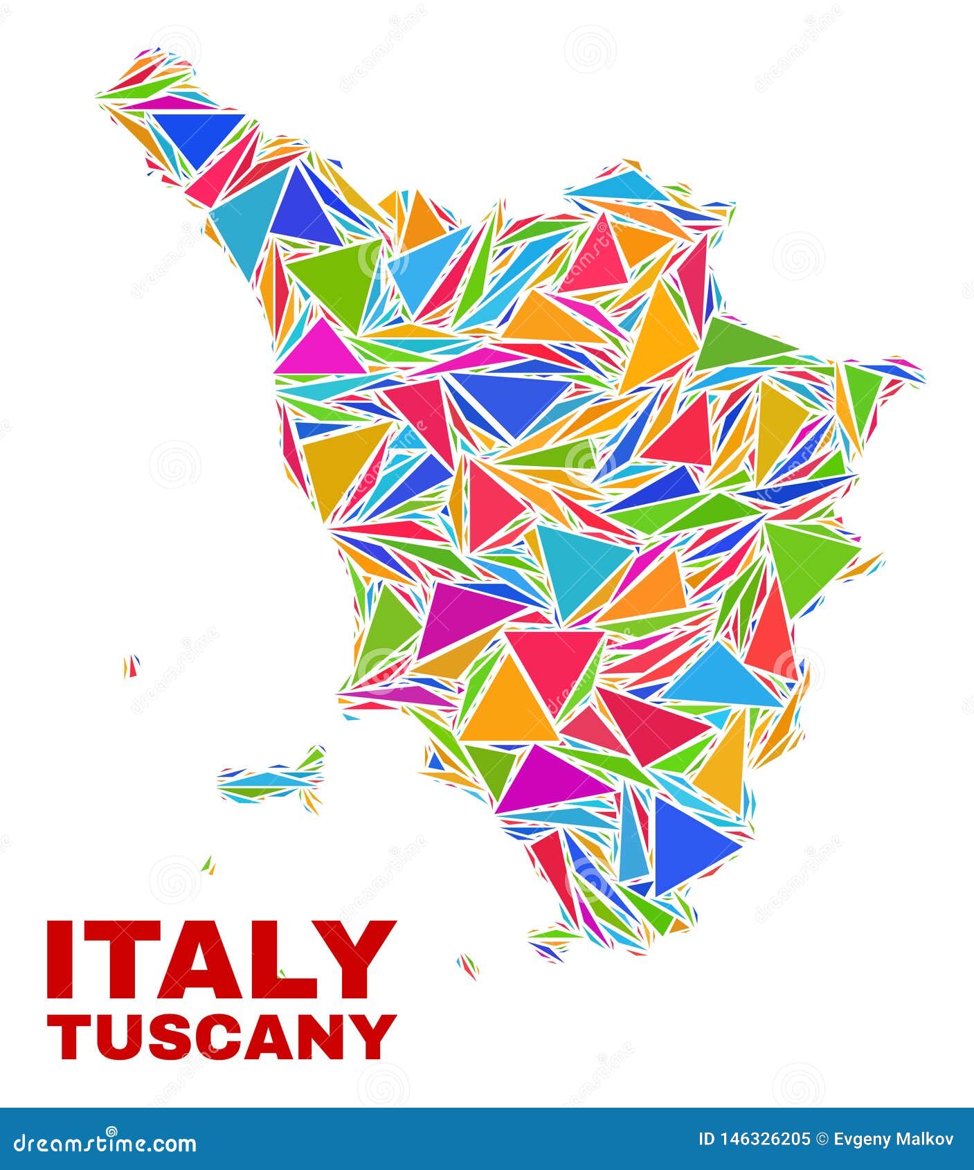 Tuscany Region Map - Mosaic of Color Triangles Stock Vector ...