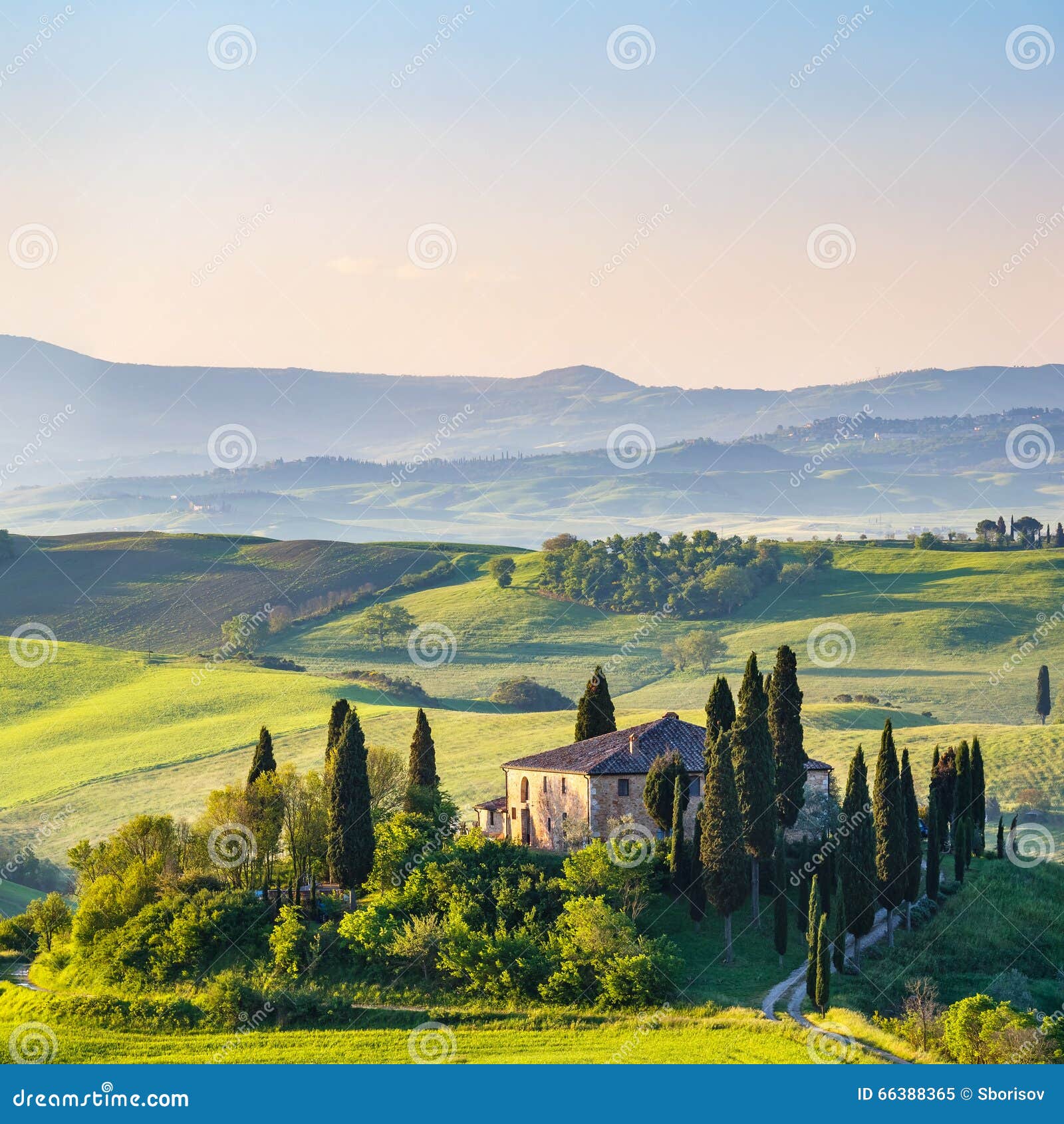 Tuscany at spring stock image. Image of homestead, morning - 66388365