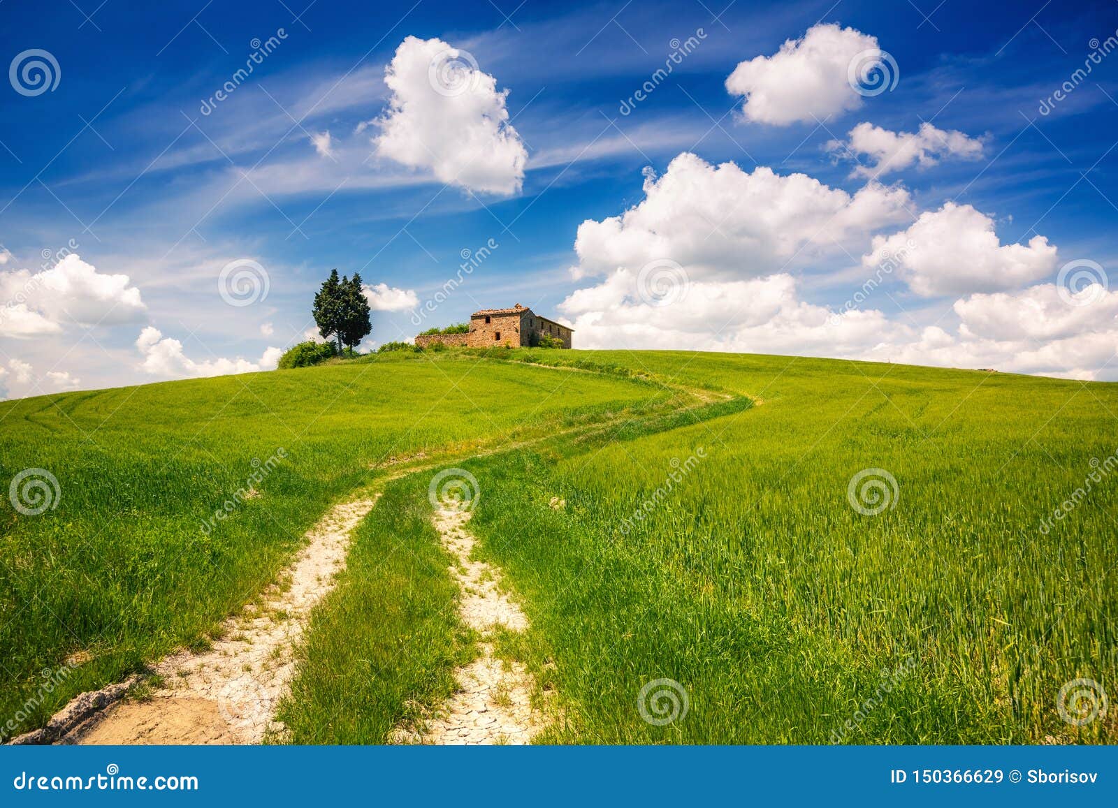 Tuscany spring landscape stock image. Image of meadow - 150366629