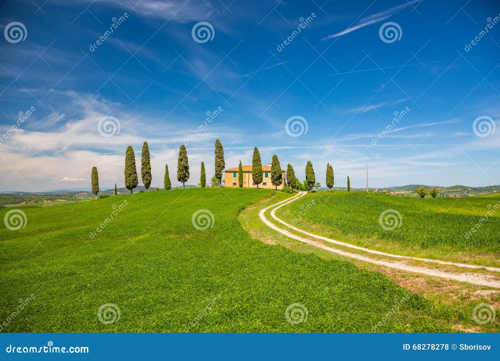 Tuscany spring landscape stock photo. Image of road, countryside - 68278278