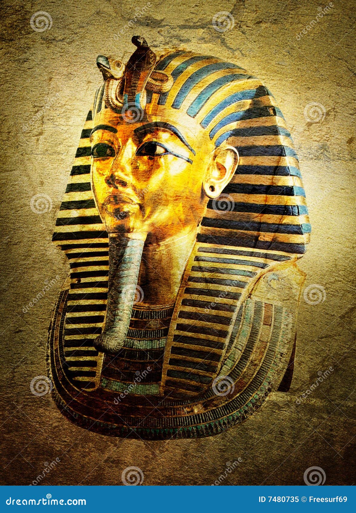 Gold Tutankhamon Mask Cartoon Vector | CartoonDealer.com #76009055