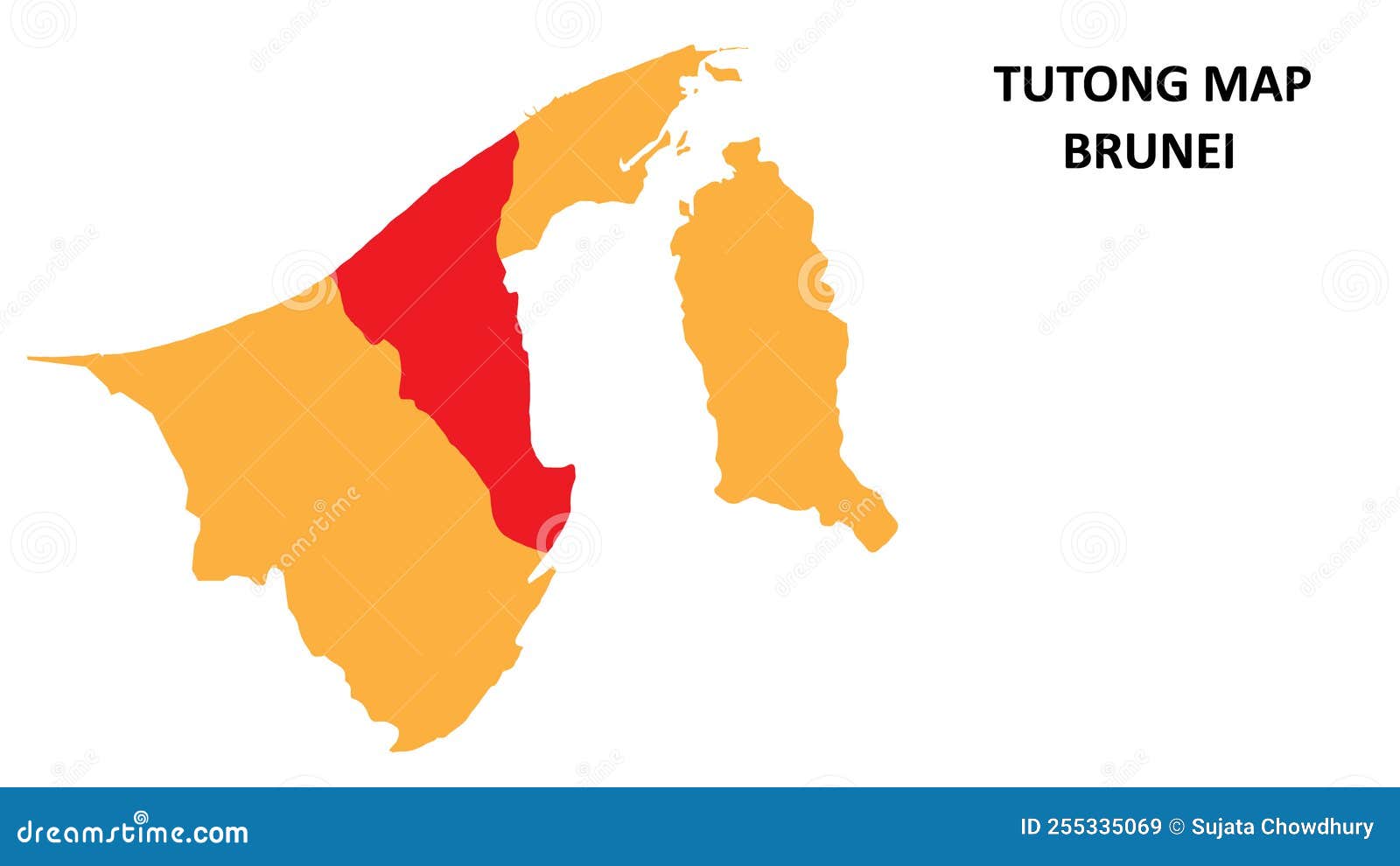 Tutong State And Regions Map Highlighted On Brunei Map Cartoon Vector ...