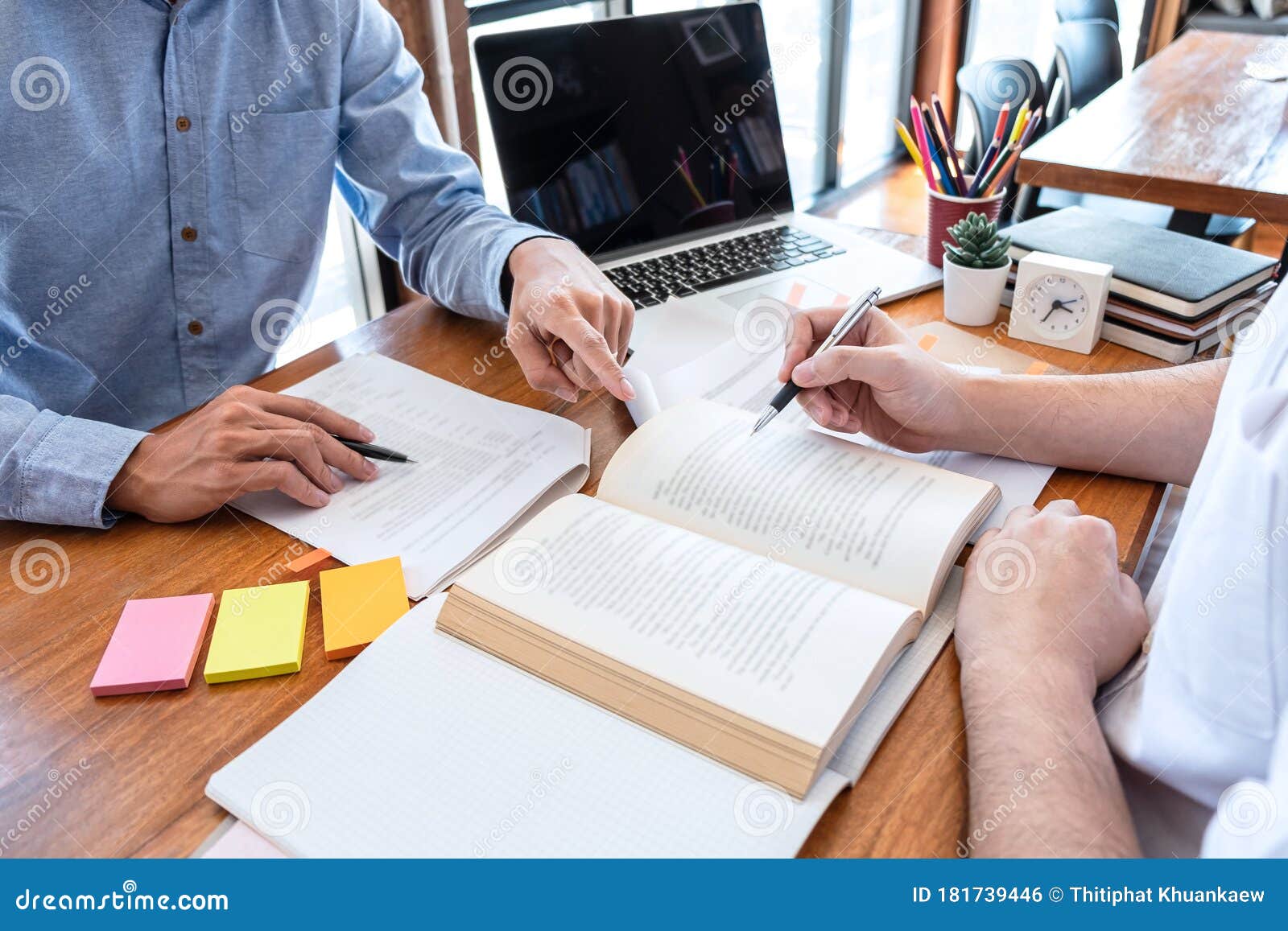 Tutor Books with Friends Education, Group Students Studying and ...