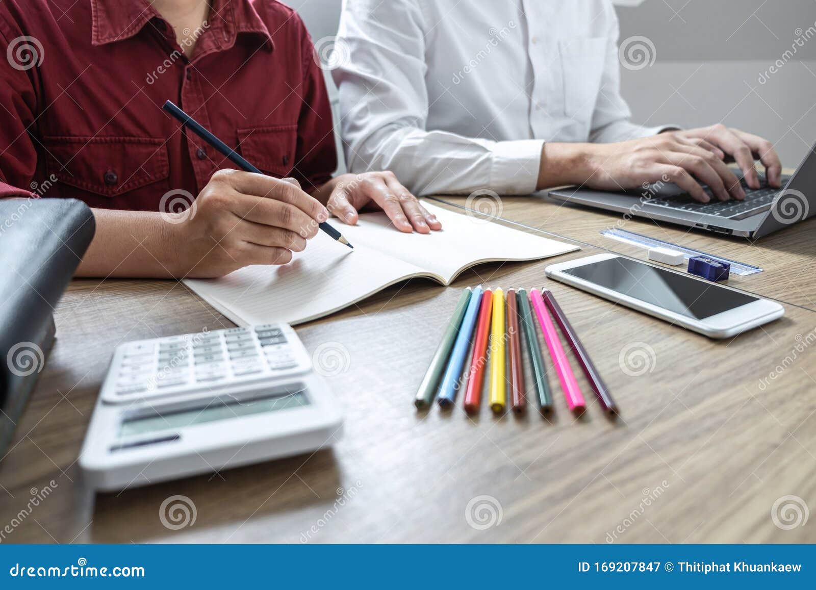 Tutor Books with Friends Education, Group Students Studying and ...