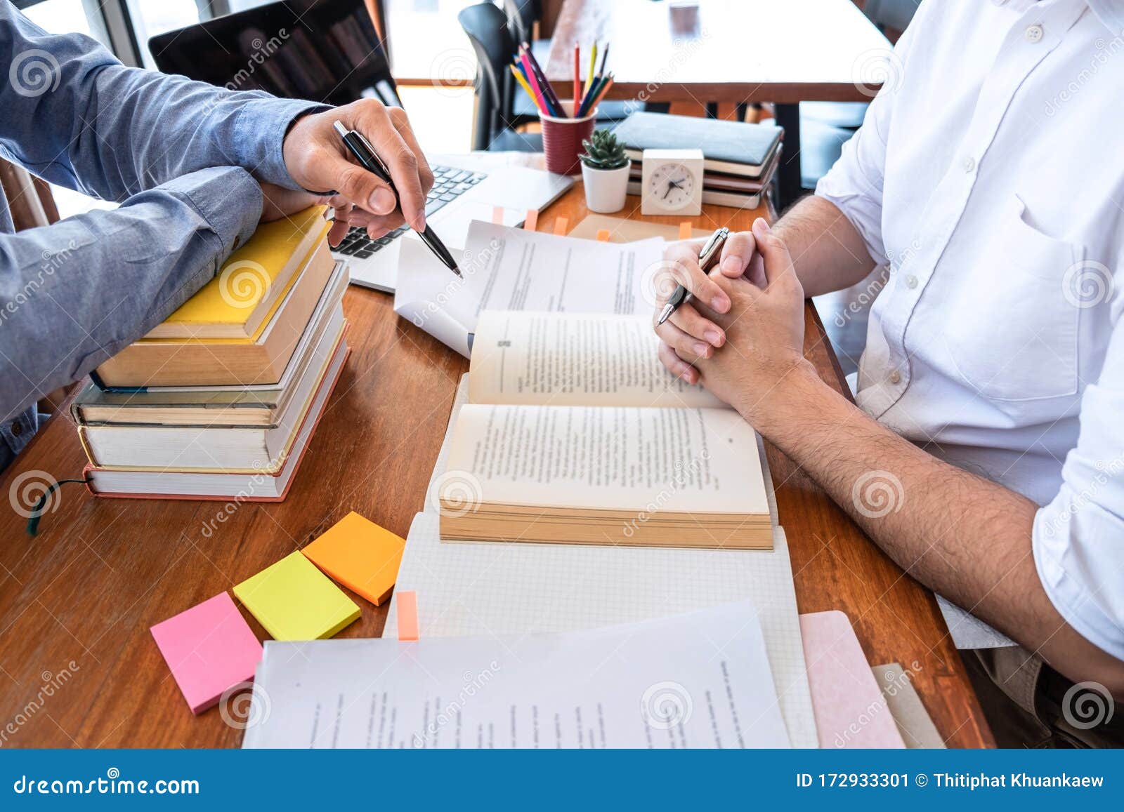 Tutor Books with Friends Education, Group Students Studying and ...