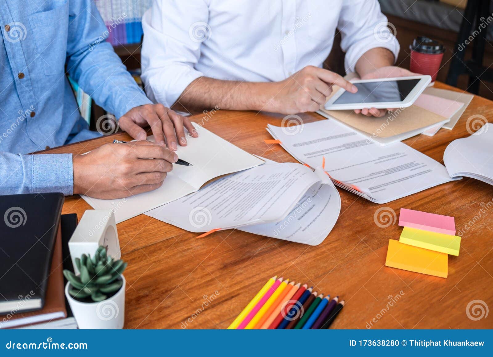 Tutor Books with Friends Education, Group Students Studying and ...