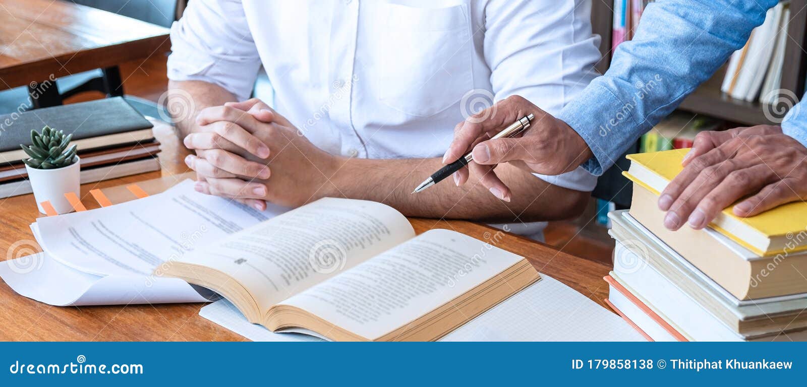 Tutor Books with Friends Education, Group Students Studying and ...