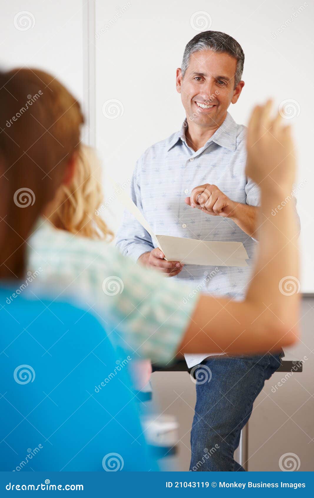 Tutor with Class of Students Stock Image - Image of caucasian, female ...