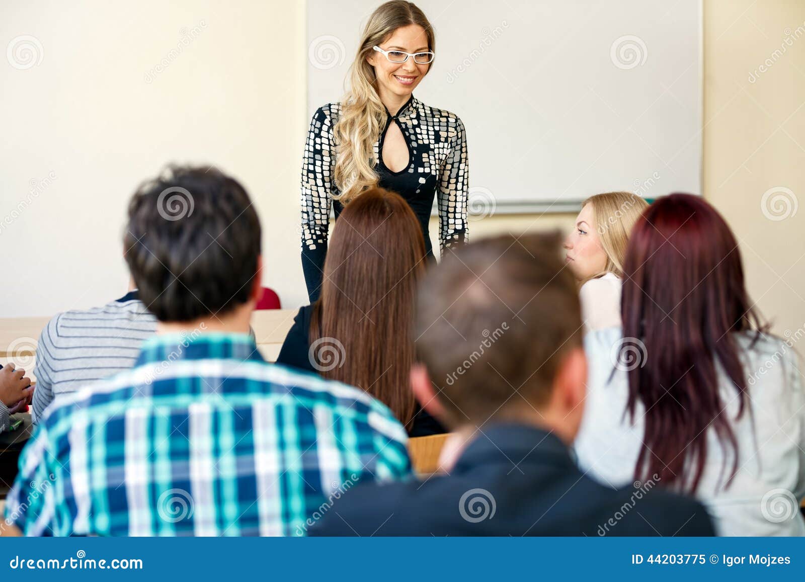 Tutor with Class of Students Stock Image - Image of exam, girl: 44203775