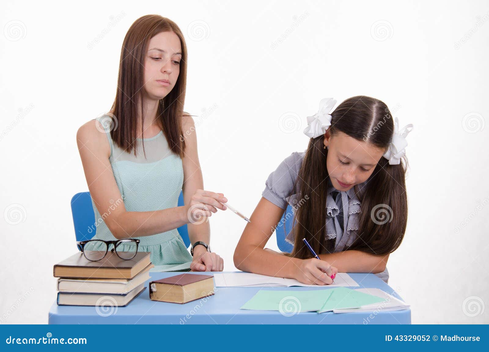 Tutor Girl Shows Development of the Solution Stock Photo - Image of ...