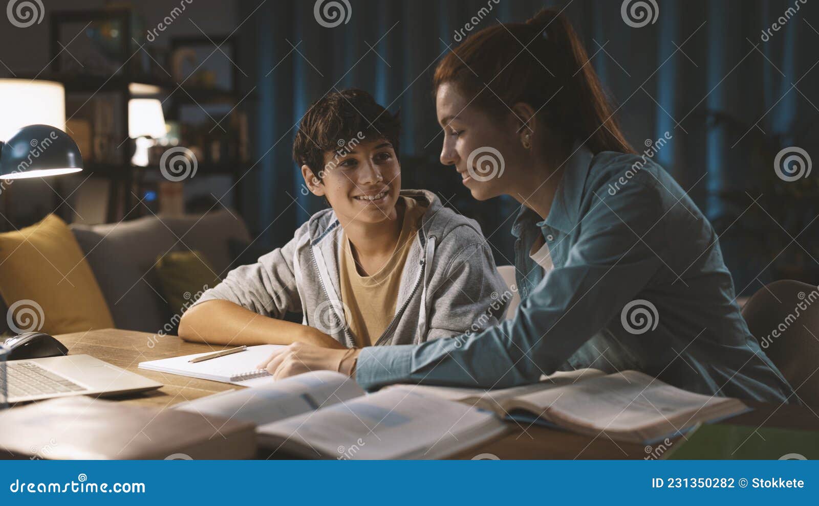 Tutor Helping a Student with His Homework Stock Photo - Image of ...