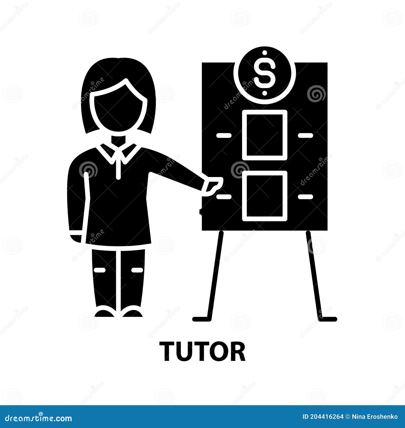 Tutor Icon, Black Vector Sign with Editable Strokes, Concept ...