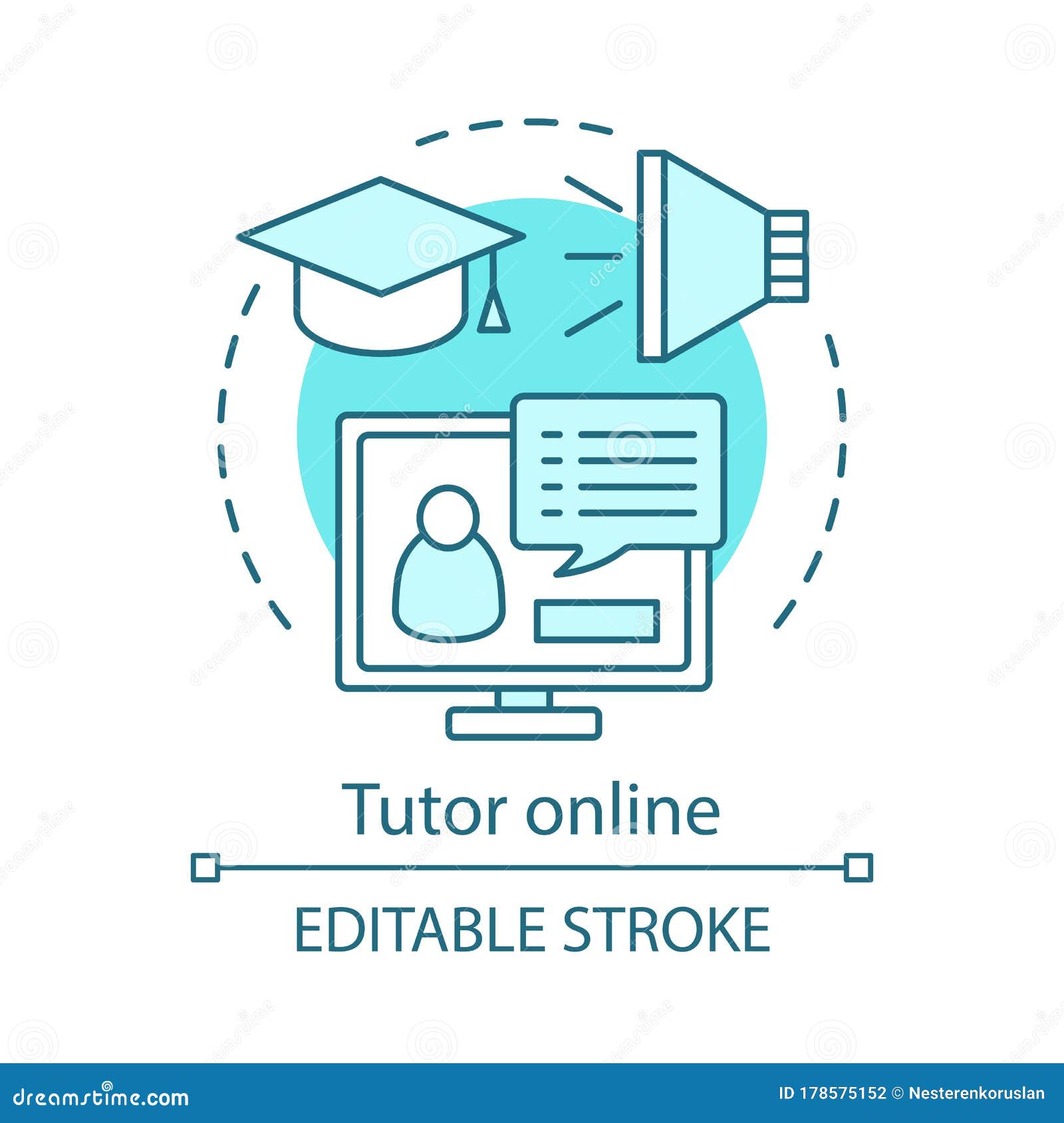 Tutor online concept icon stock vector. Illustration of learning ...