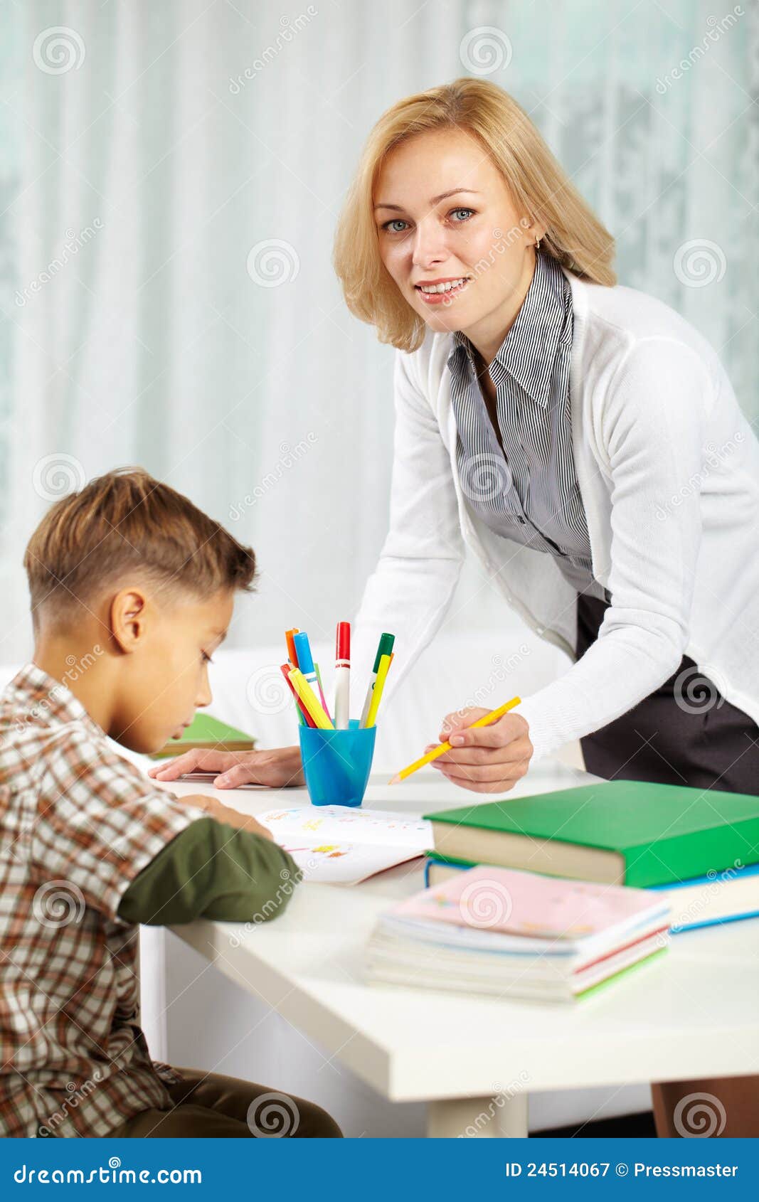 Tutor with pupil stock image. Image of creative, elementary - 24514067