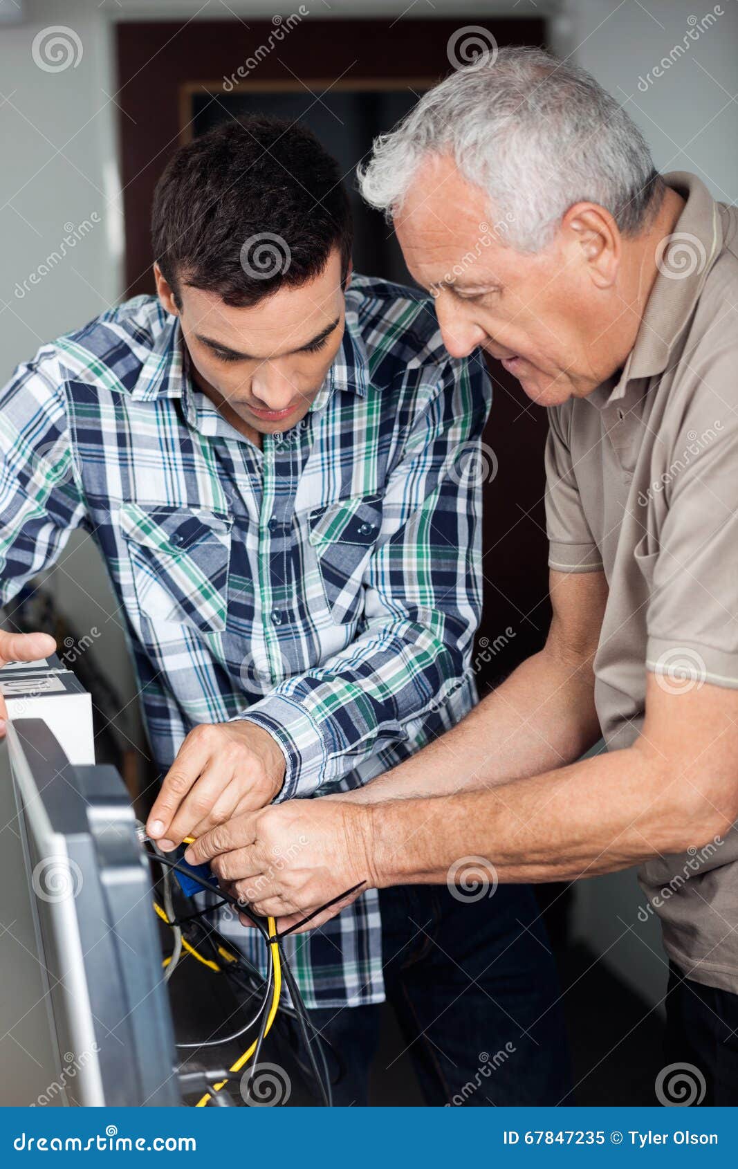 Tutor and Senior Man Fixing Computer in Class Stock Image - Image of ...