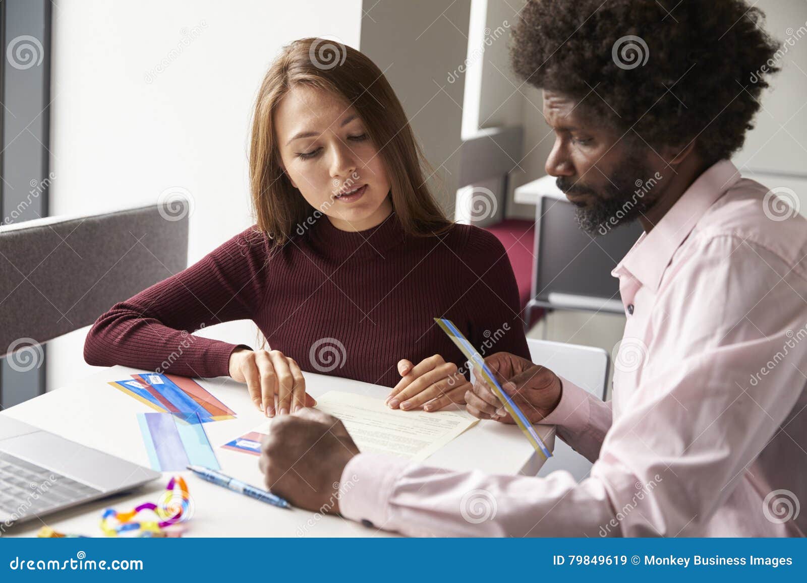 Tutor Using Learning Aids To Help Student with Dyslexia Stock Image ...
