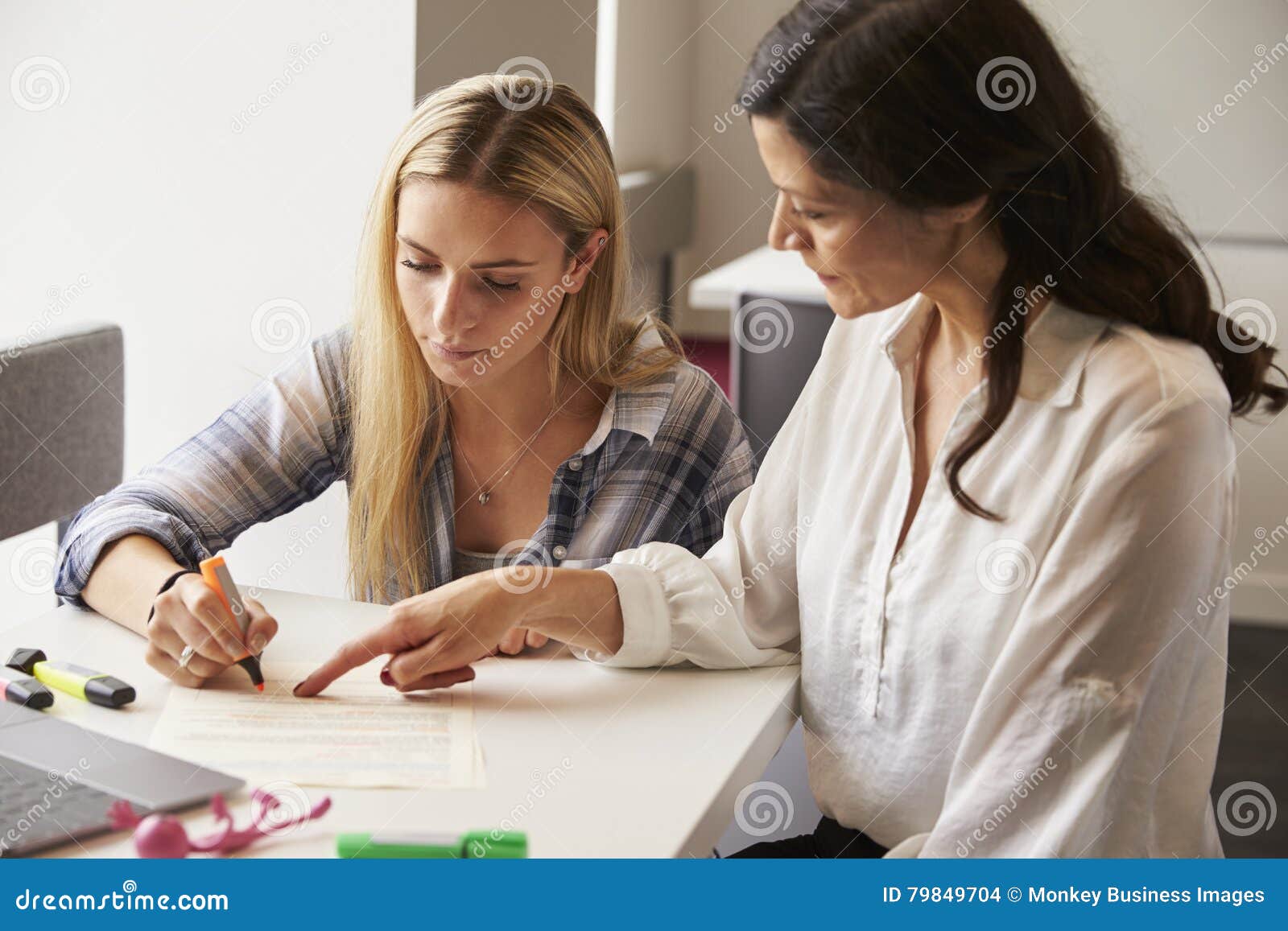Tutor Using Learning Aids To Help Student with Dyslexia Stock Photo ...