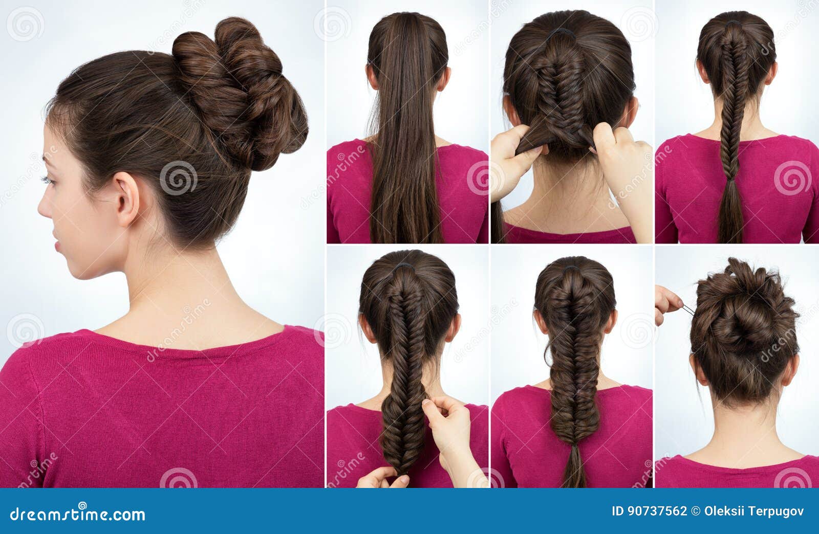 Tutorial Del Bollo Del Peinado Foto de archivo - Imagen de estilista ...